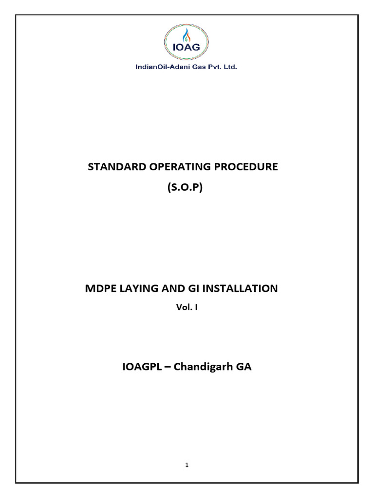 MDPE & GI Installation S.O.p-ioAGPL(Chandigarh) | PDF | Pipe (Fluid ...