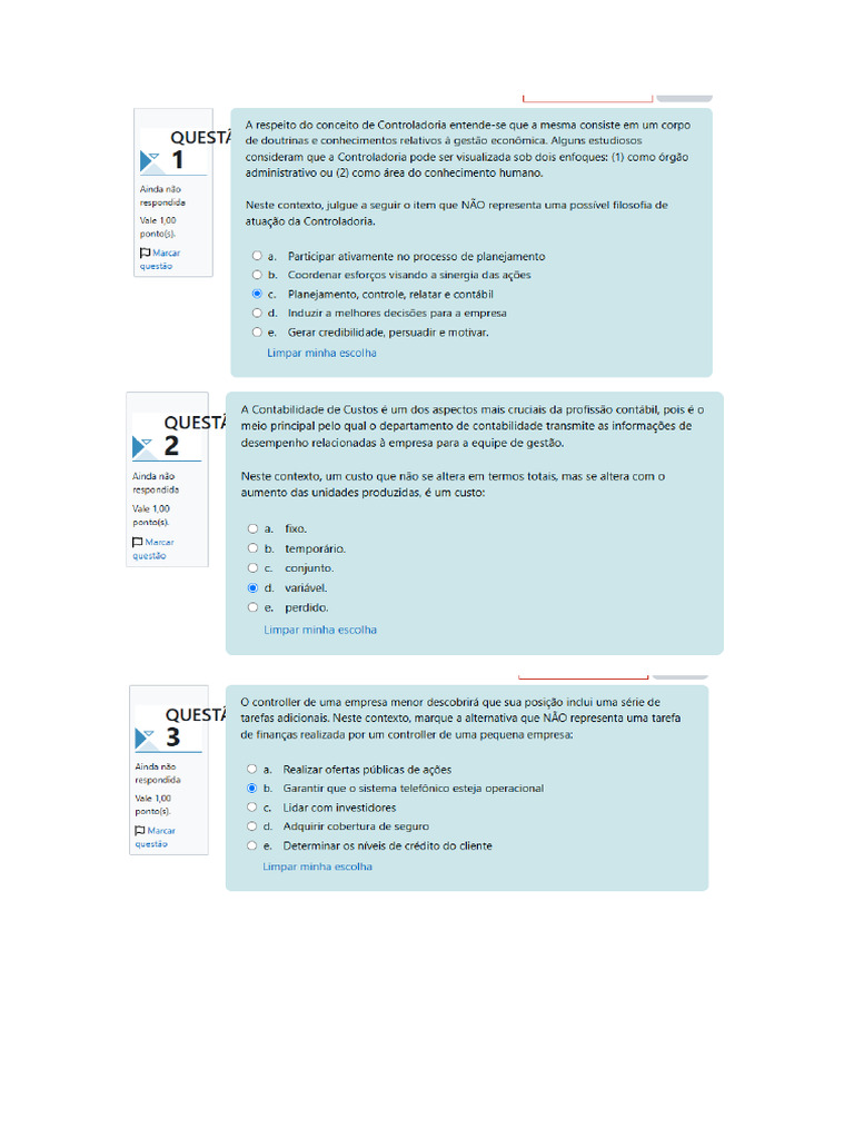 AD1 Controladoria | PDF