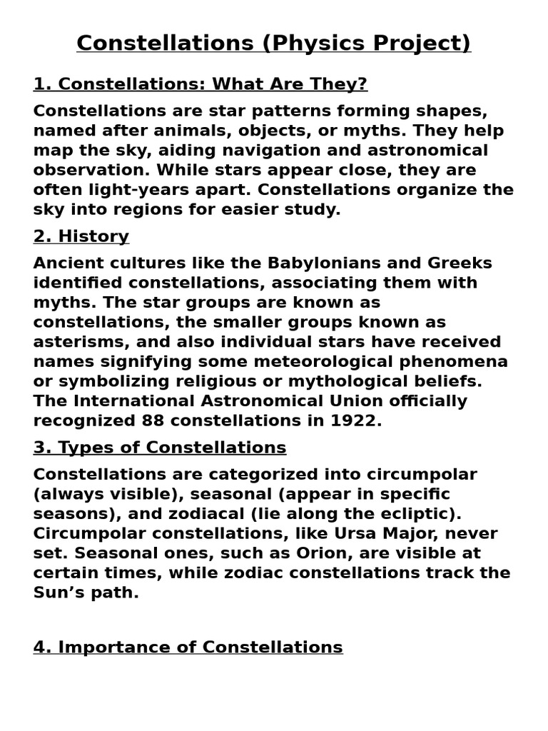 Physics (Constellations Project) Holiday H.W | PDF | Constellation | Zodiac