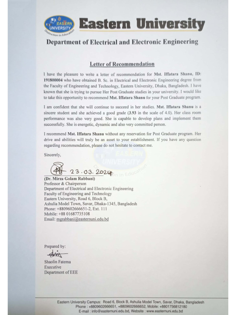 Rabbani Recommendation Shanu | PDF