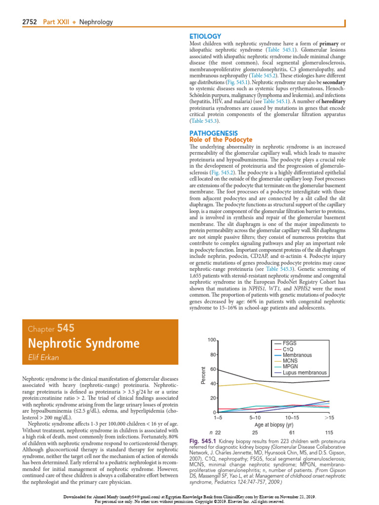 Nelson - Nephrotic Syndrome | PDF | Medical Specialties | Kidney