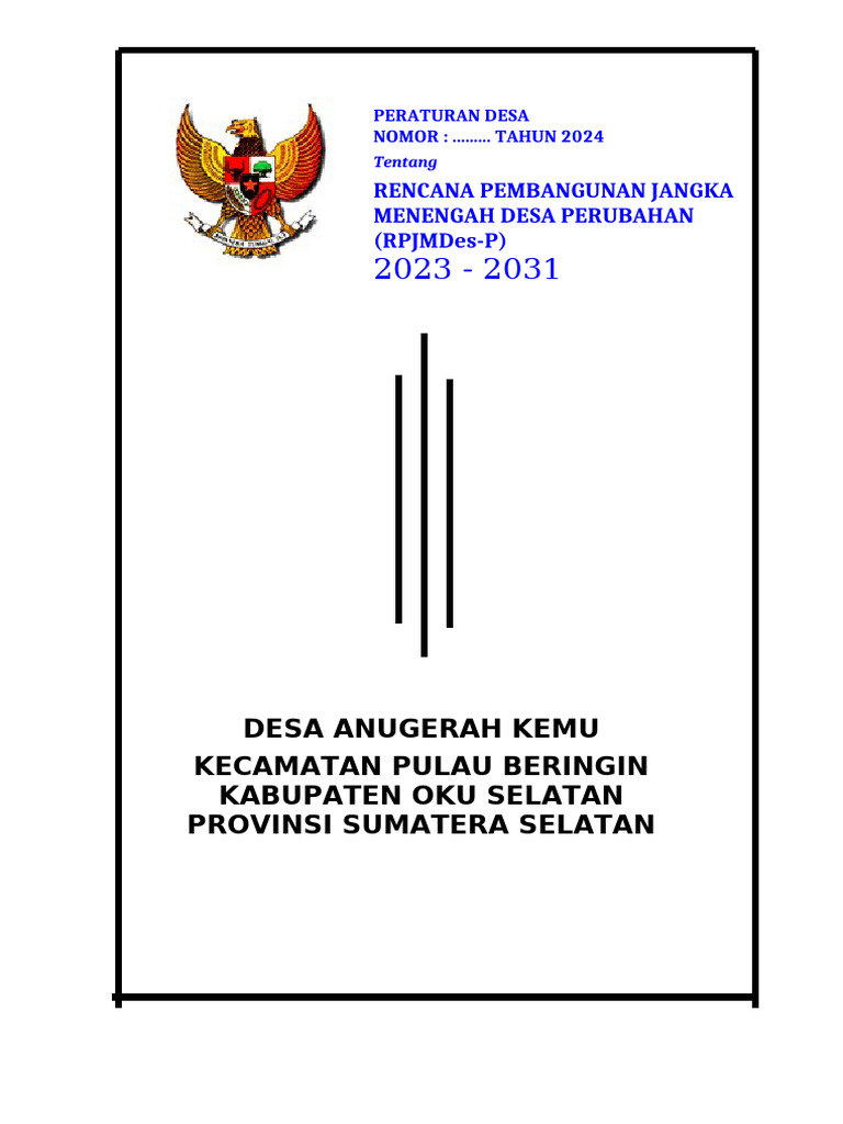 RPJMDes-P Anugerah Kemu 2023-2031 | PDF
