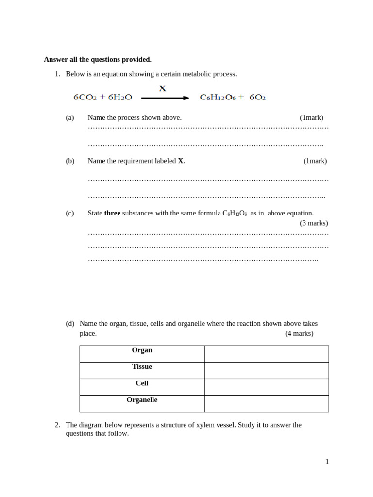 F2 Biology Holiday Assignment | PDF | Life Sciences | Botany