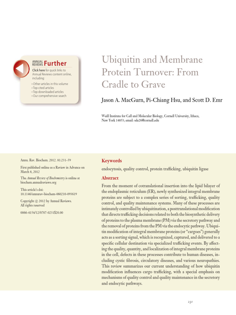 4 Annu Rev Biochem-Ubiquitin and Membrane Protein Turnover-2012 | PDF ...
