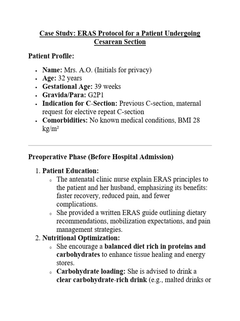 ERAS Case Study | PDF | Surgery | Anesthesia