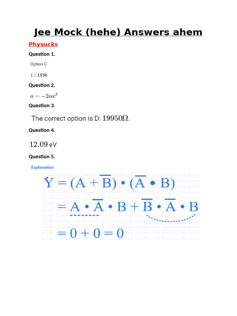 MOCK 1 (Answers) | PDF