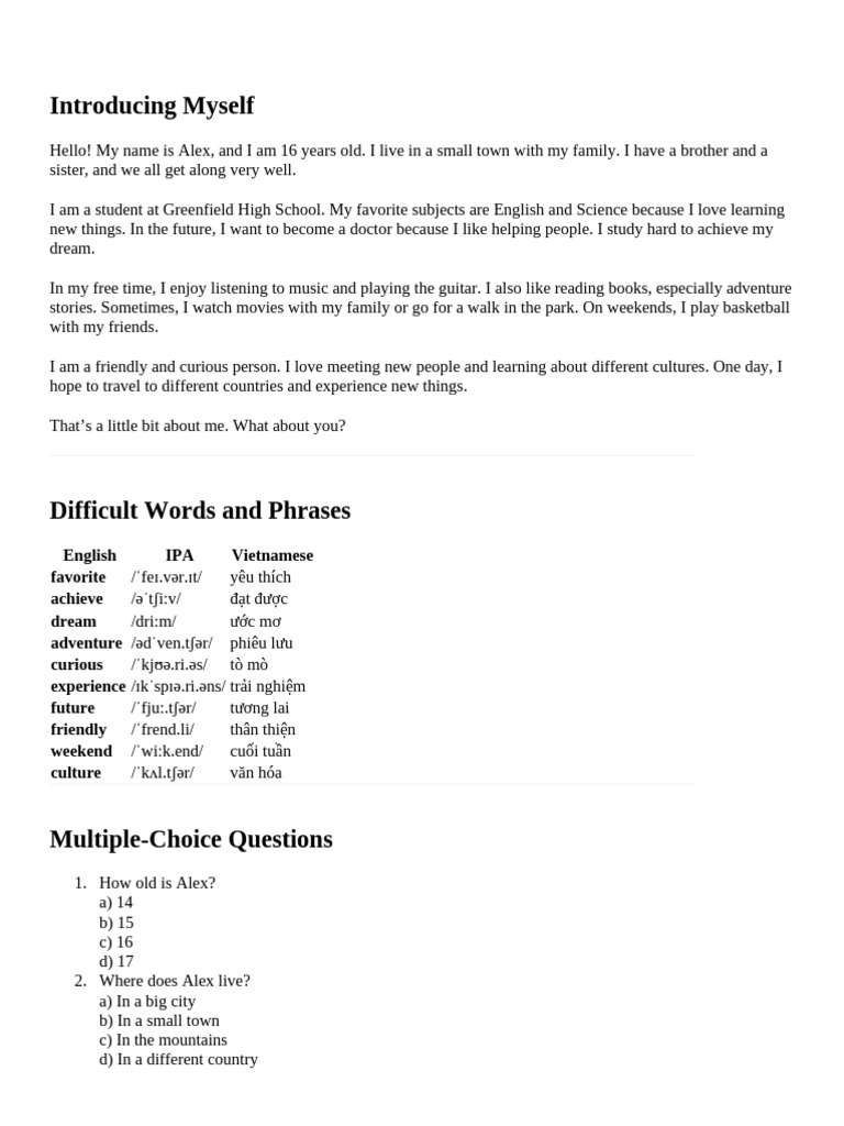 Introducing Myself | PDF