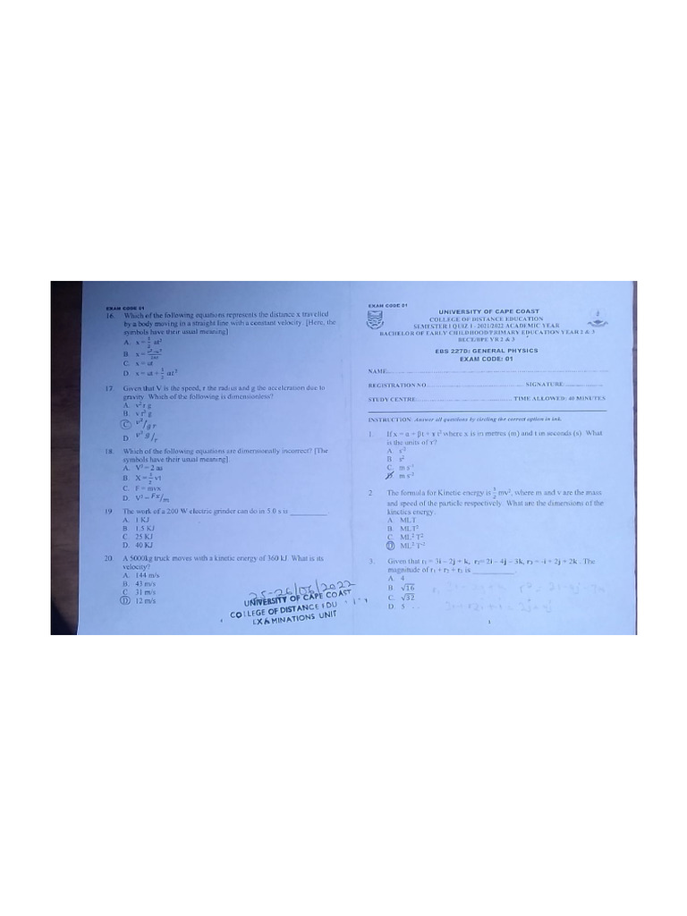 Q1.General Physics -1 | PDF