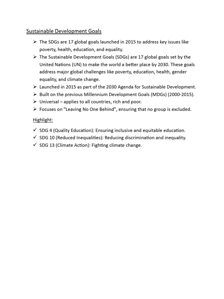 Overview of Sustainable Development Goals | PDF | Economies | Economic ...
