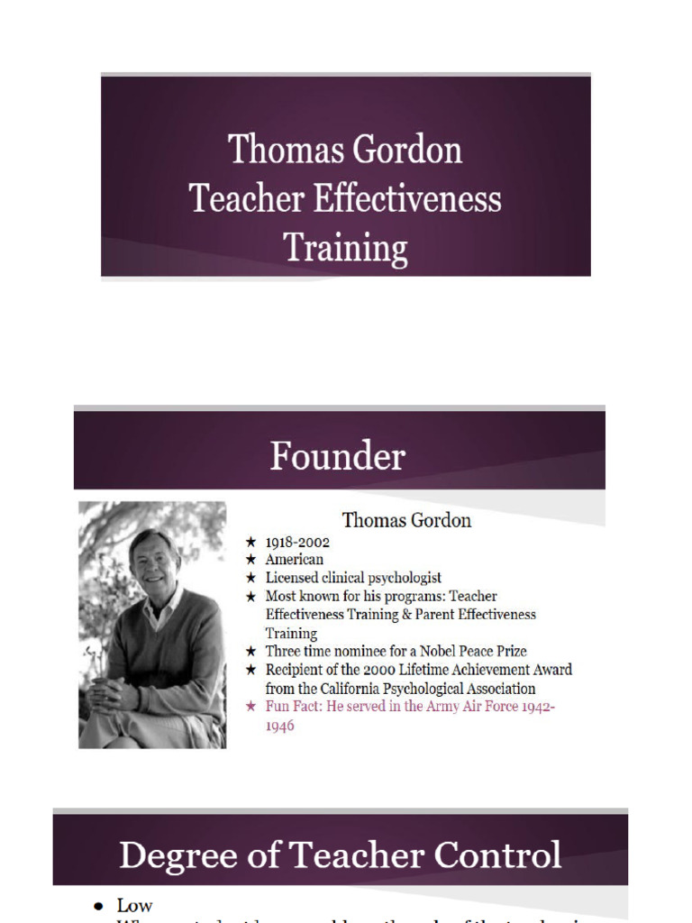 Teacher Effectiveness Training Thomas Gordon | PDF