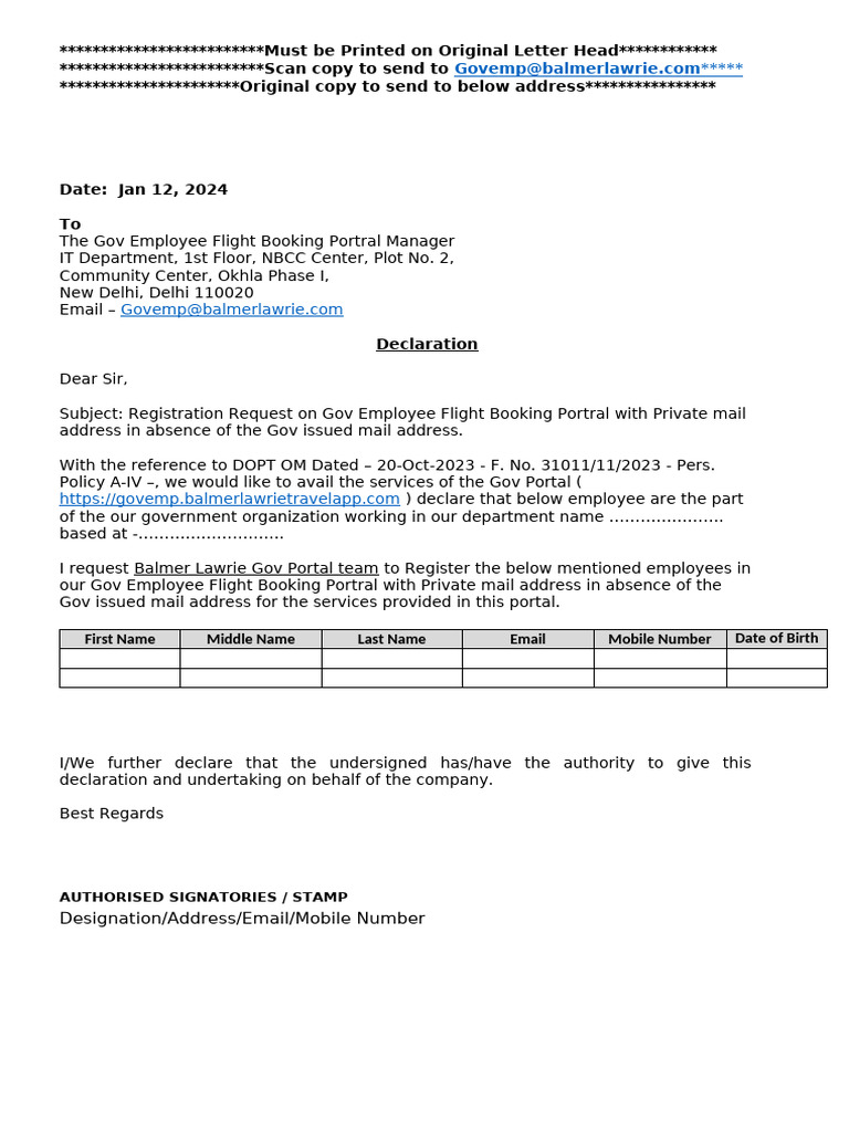 Declaration Letter | PDF