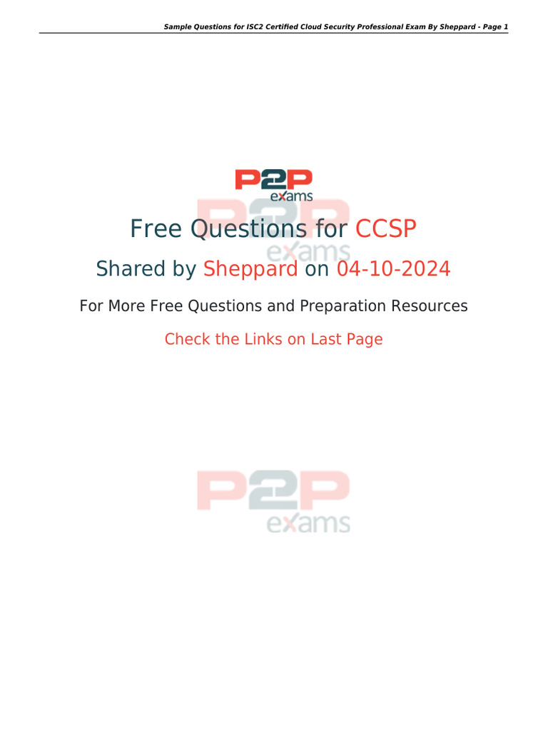Sample Questions For Isc2 Certified Cloud Security Professional Exam by ...