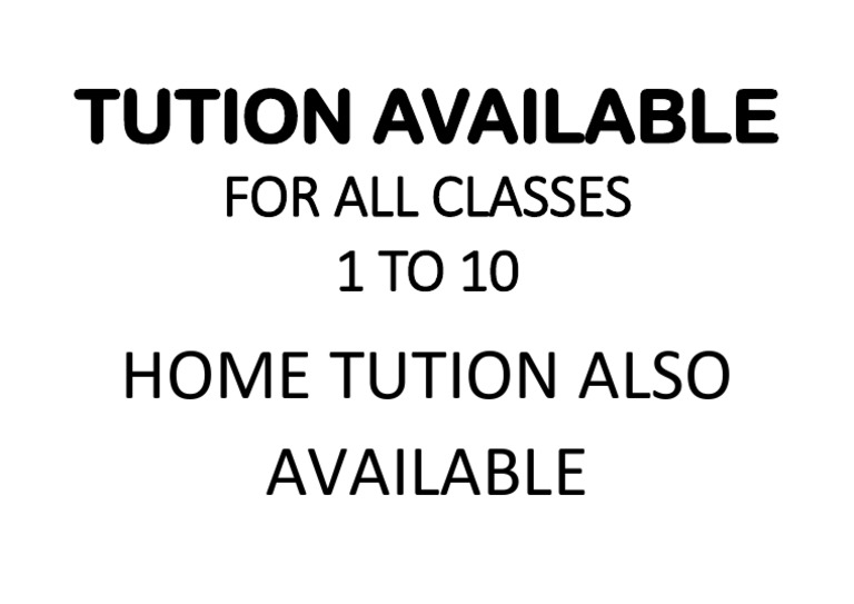 Home Tuition for Classes 1-10 Available | PDF