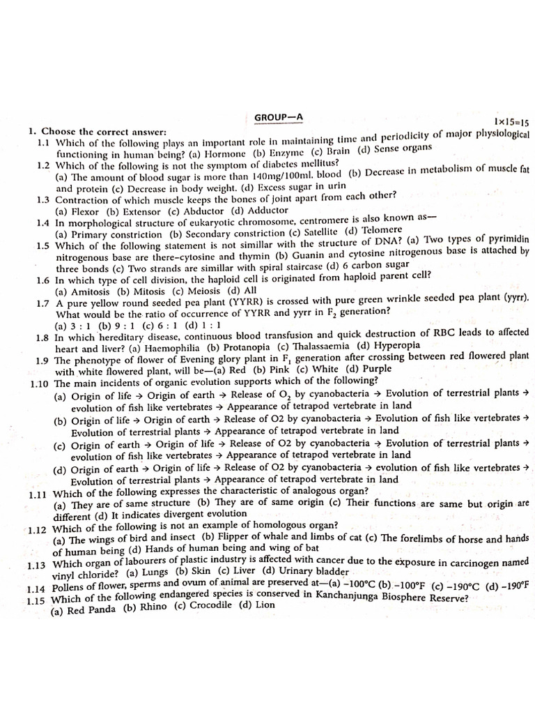 Life Science Mock 9-9-24 | PDF