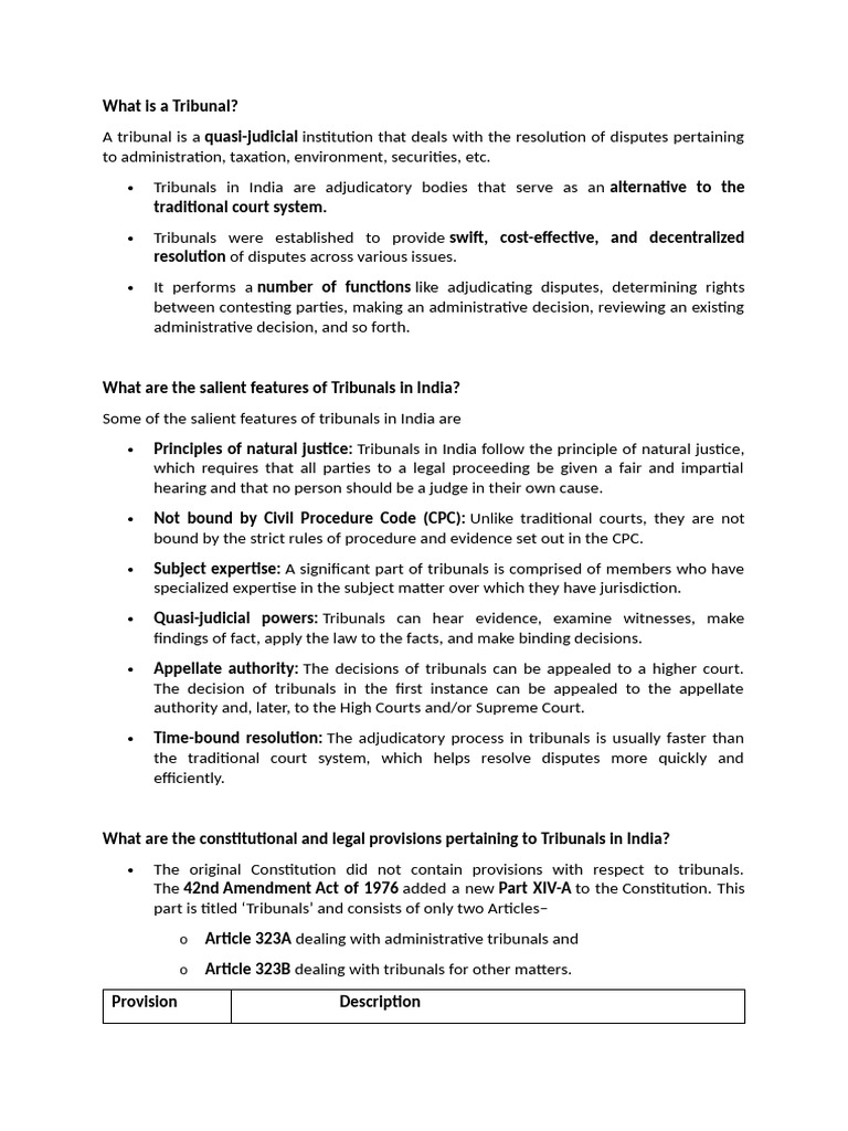 Tribunals in Indian Constitution Explained | PDF | Tribunal | Adjudication