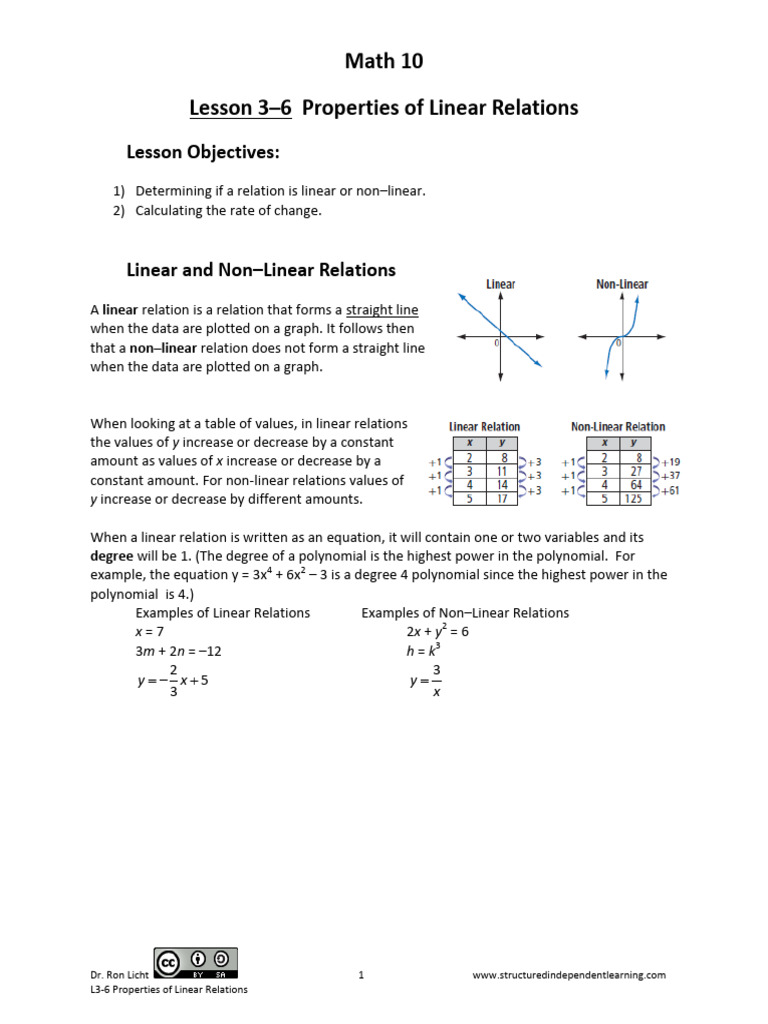 Properties of Linear Relations Explained | PDF | Derivative | Equations