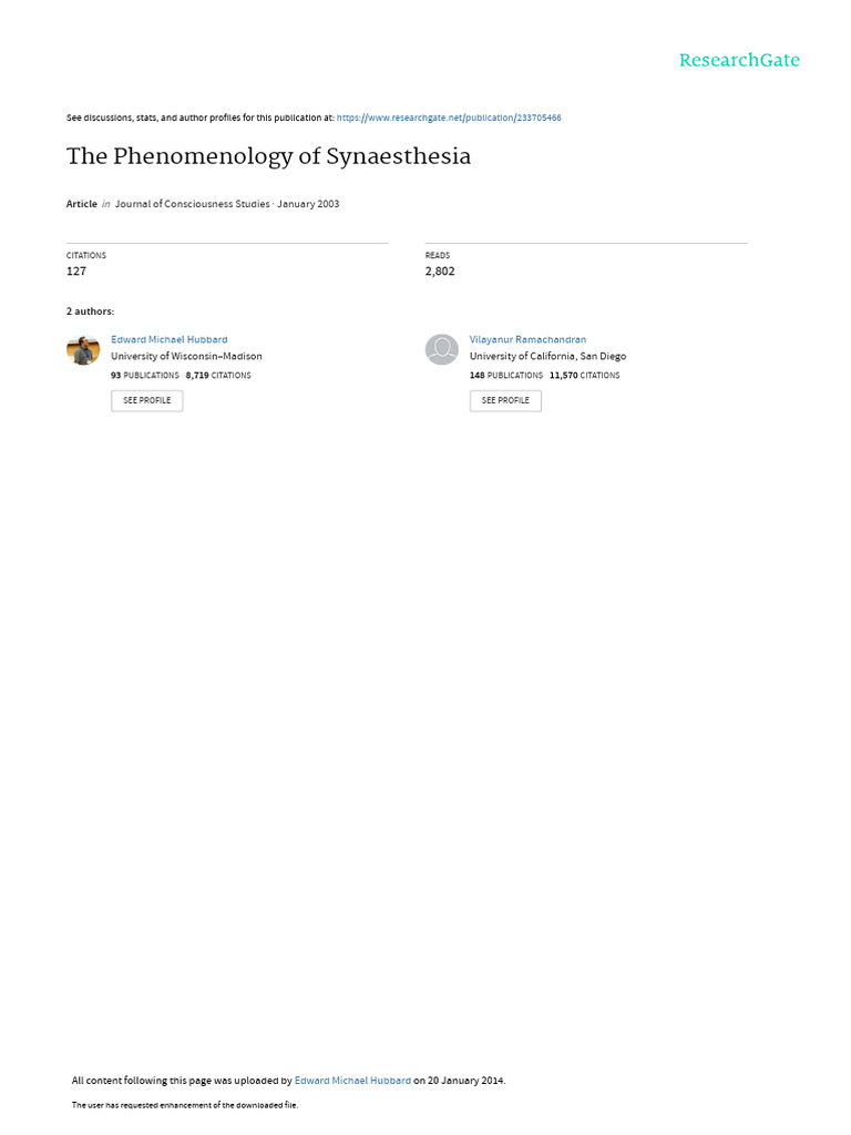 The_Phenomenology_of_Synaesthesia | PDF | Color | Qualia
