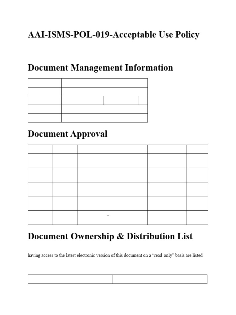 AAI ISMS POL 019 Acceptable+Use+Policy.doc | PDF | Information Security | Computer Security