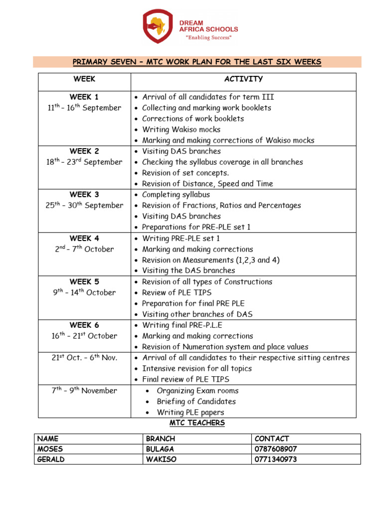 MTC WORKPLAN | PDF
