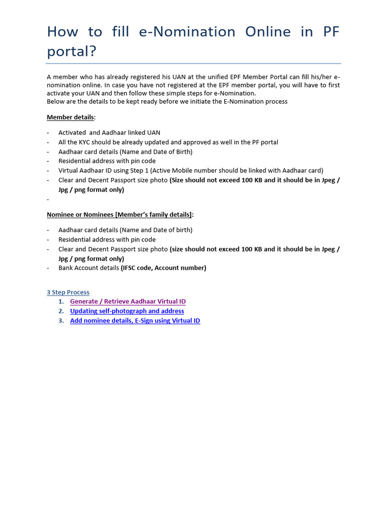 @EPFO E-Nomination Process Document | PDF | Computing