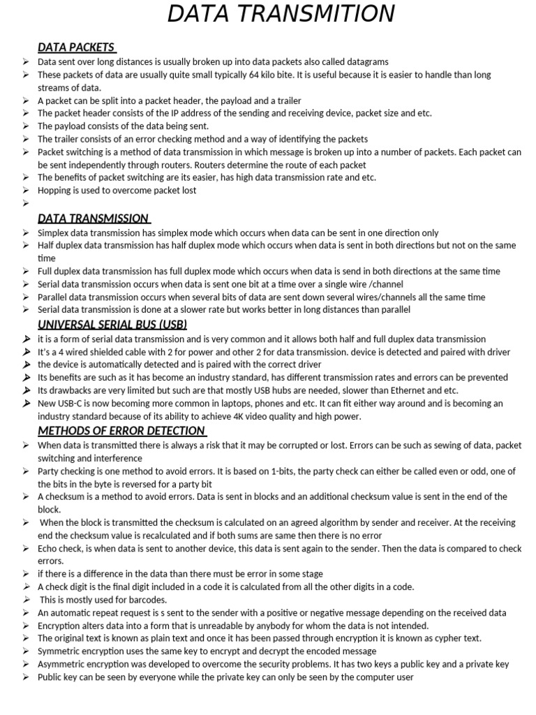 Data Transmission Methods Explained | PDF | Network Packet | Key (Cryptography)