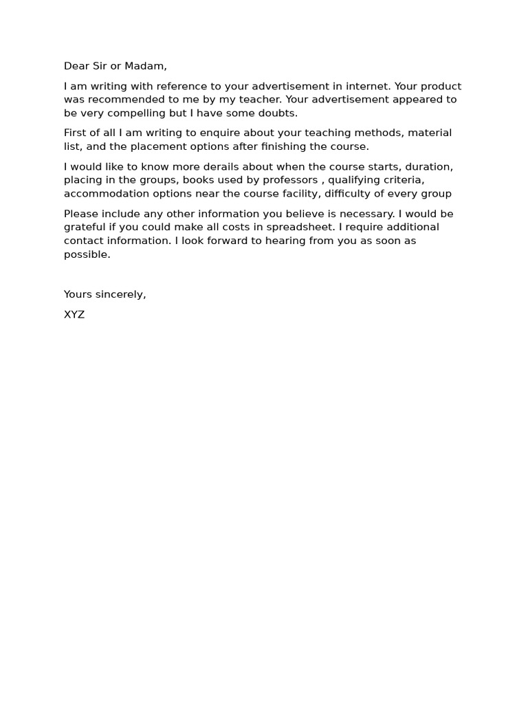 Dear Sir or Madam | PDF