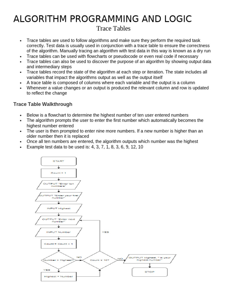 Trace Tables and Data Validation | PDF | Algorithms | Computer Programming