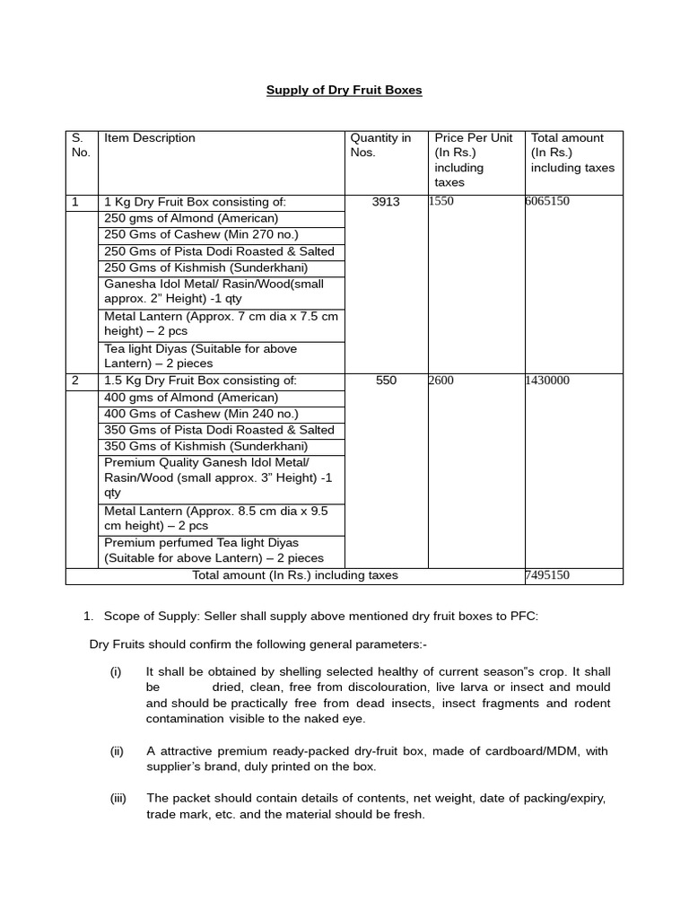 Quotaion Format (PFC) | PDF | Shelf Life