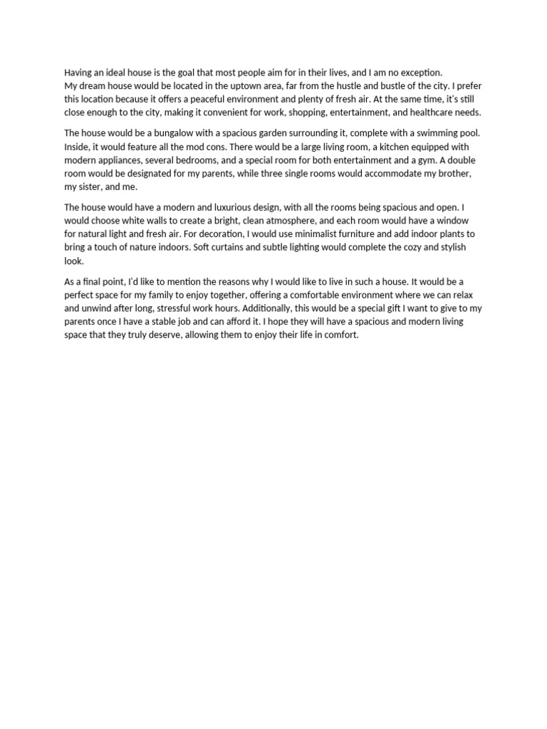 Describe Your Dream House | PDF