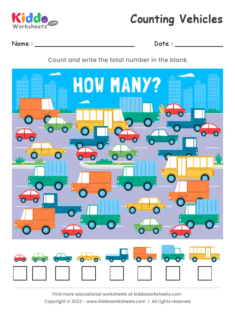 Counting Vehicles Worksheets | PDF