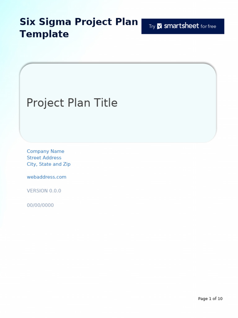 Six Sigma Project Plan Template | PDF | Performance Indicator | Six Sigma