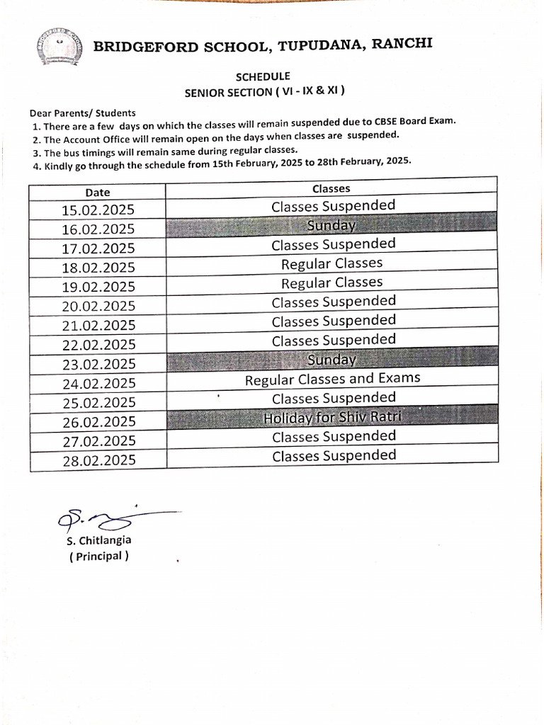 Schedule For STD Vi To Ix and Xi | PDF