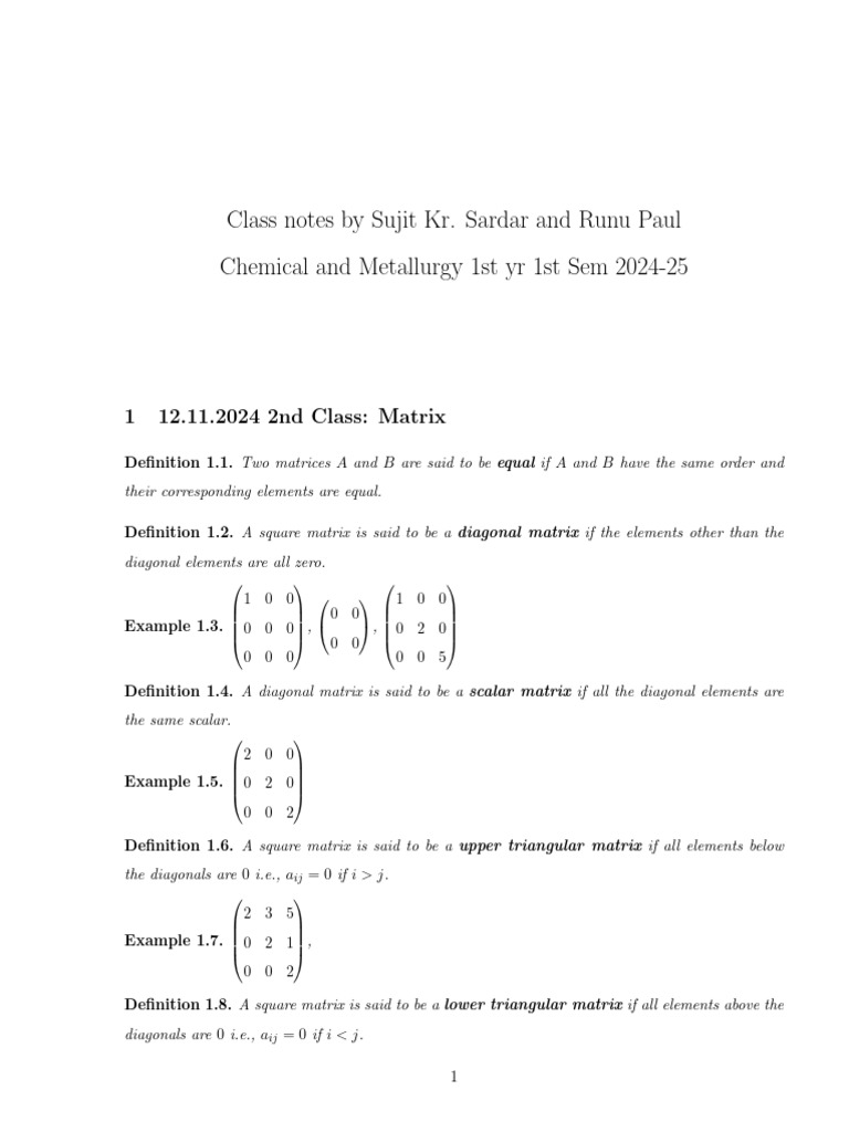 Chem Met Class Notes Linear 1st 1yr Sem Sujit KR Sardar and Runu Paul ...