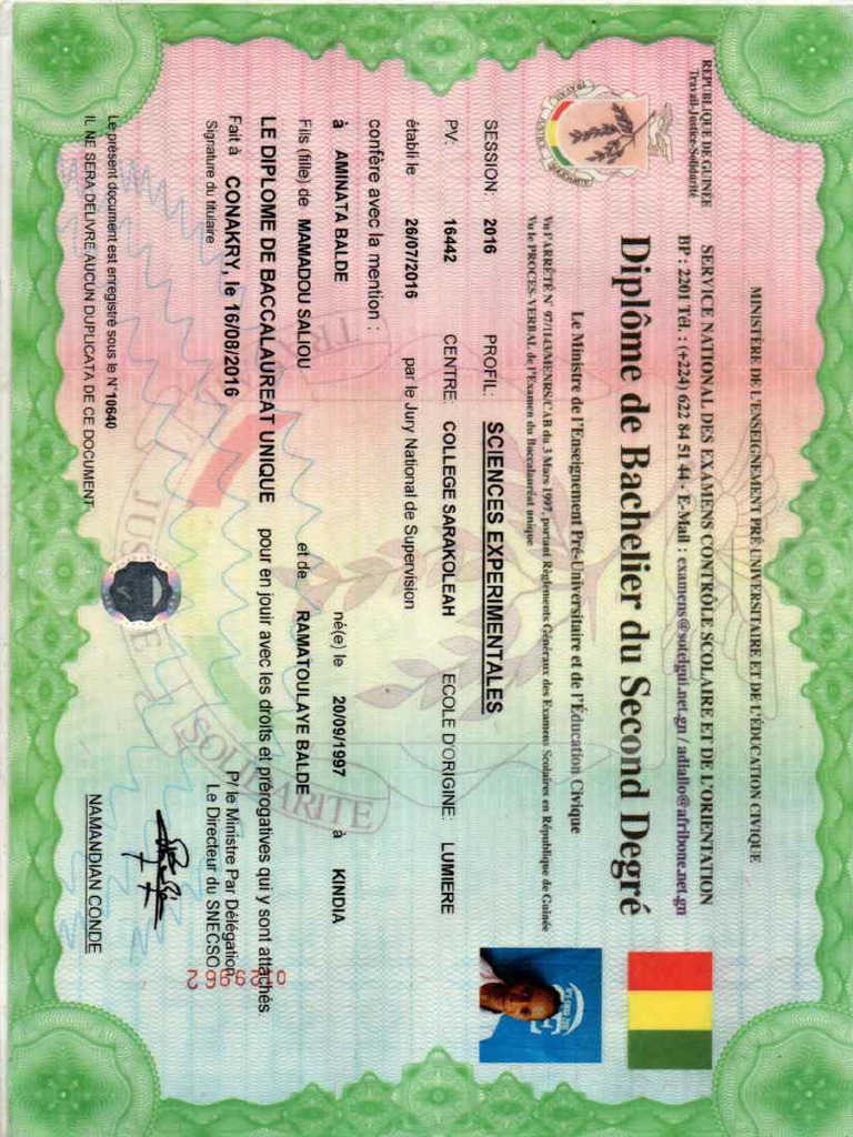 Diplôme Aminata Balde | PDF