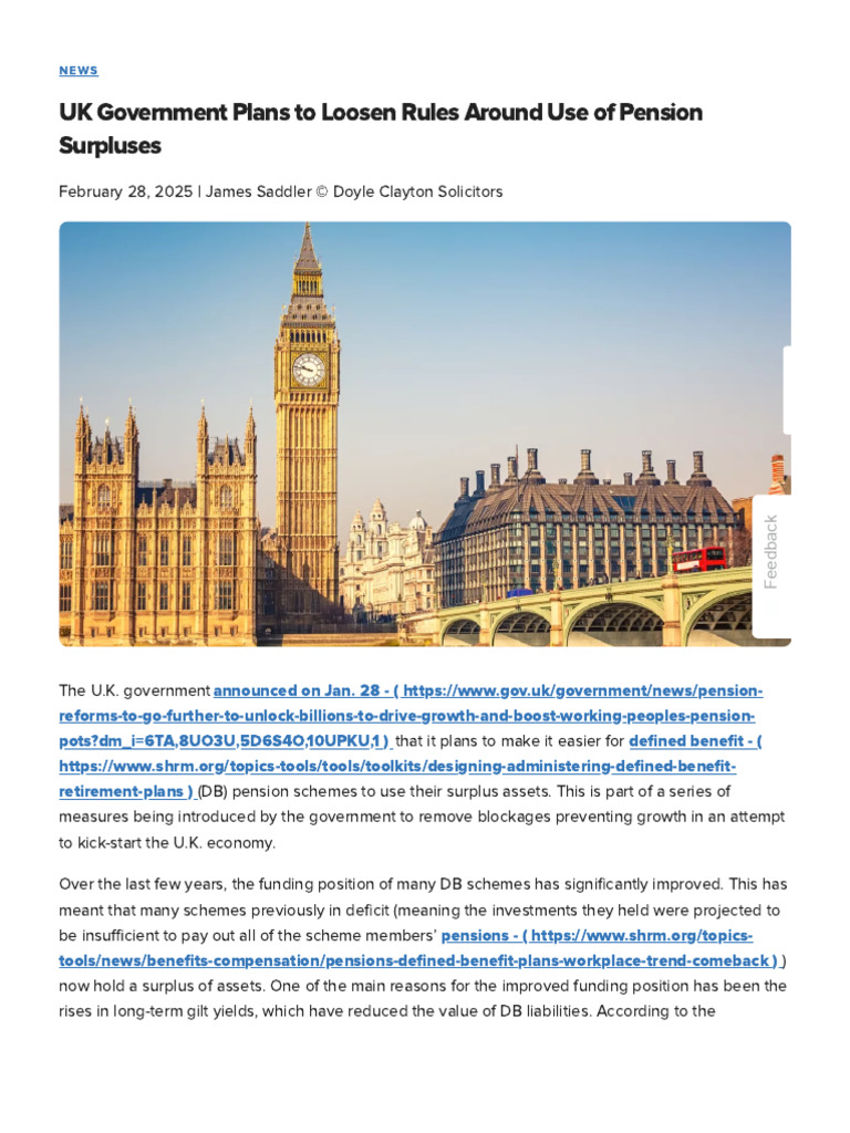 UK Government Plans To Loosen Rules Around Use of Pension Surpluses ...