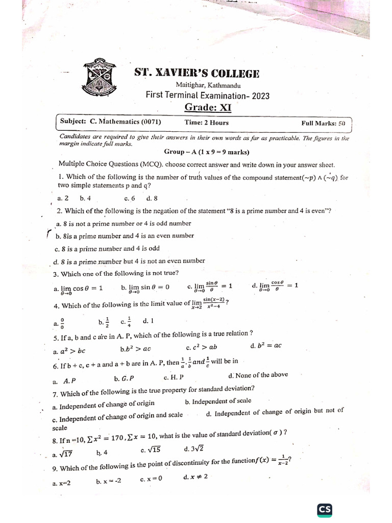 Math Question Papers 2023-24 | PDF