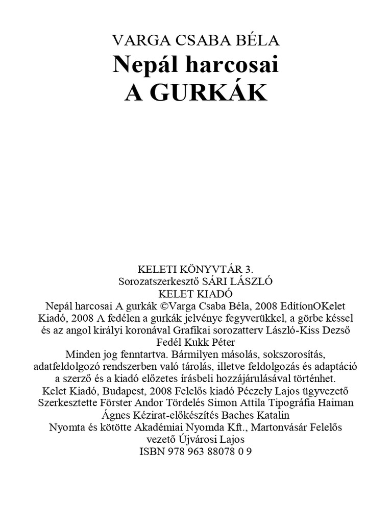 Varga Csaba Béla - Nepál Harcosai A Gurkák | PDF