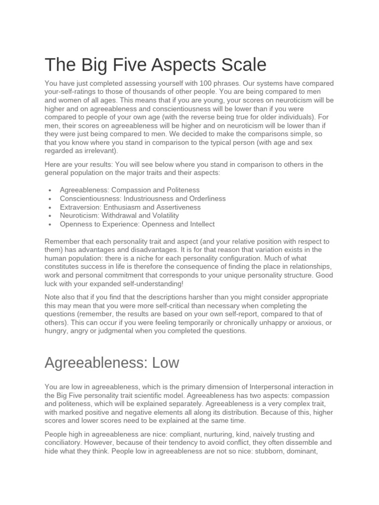 The Big Five Aspects Scale | PDF | Extraversion And Introversion | Anxiety