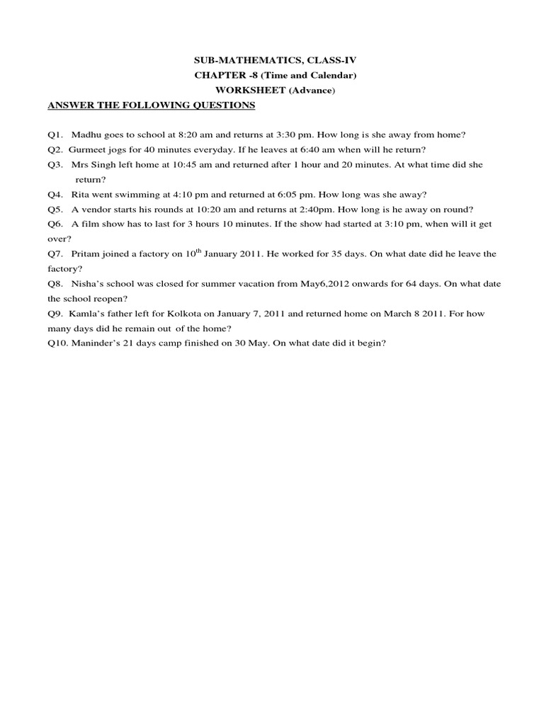 WS-Time and Calender-Advance | PDF