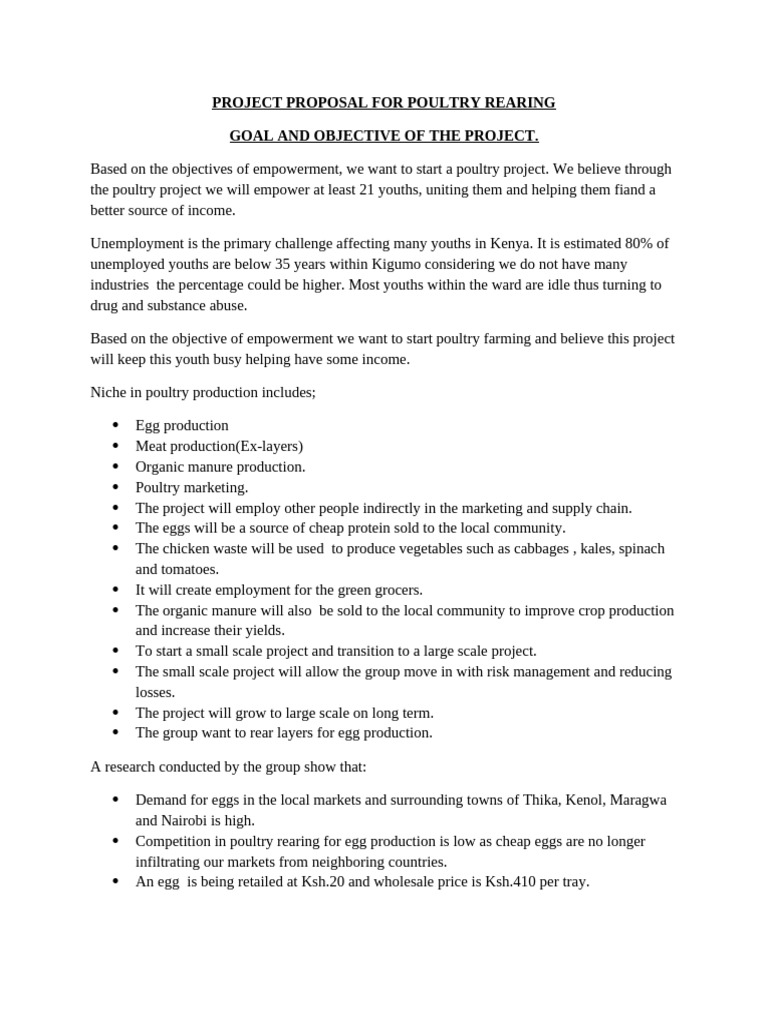 Project proposal for poultry rearing | PDF | Poultry | Agriculture