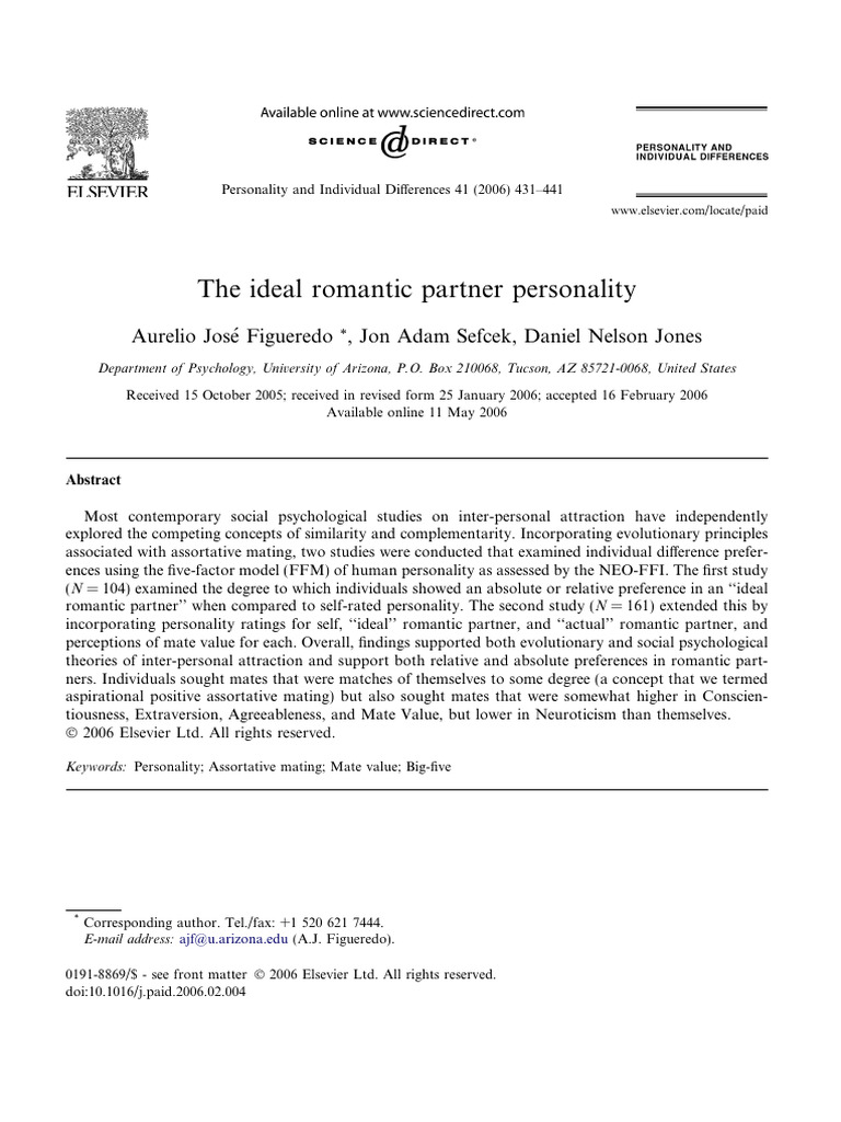 The_ideal_romantic_partner_personality | PDF | Behavioural Sciences ...