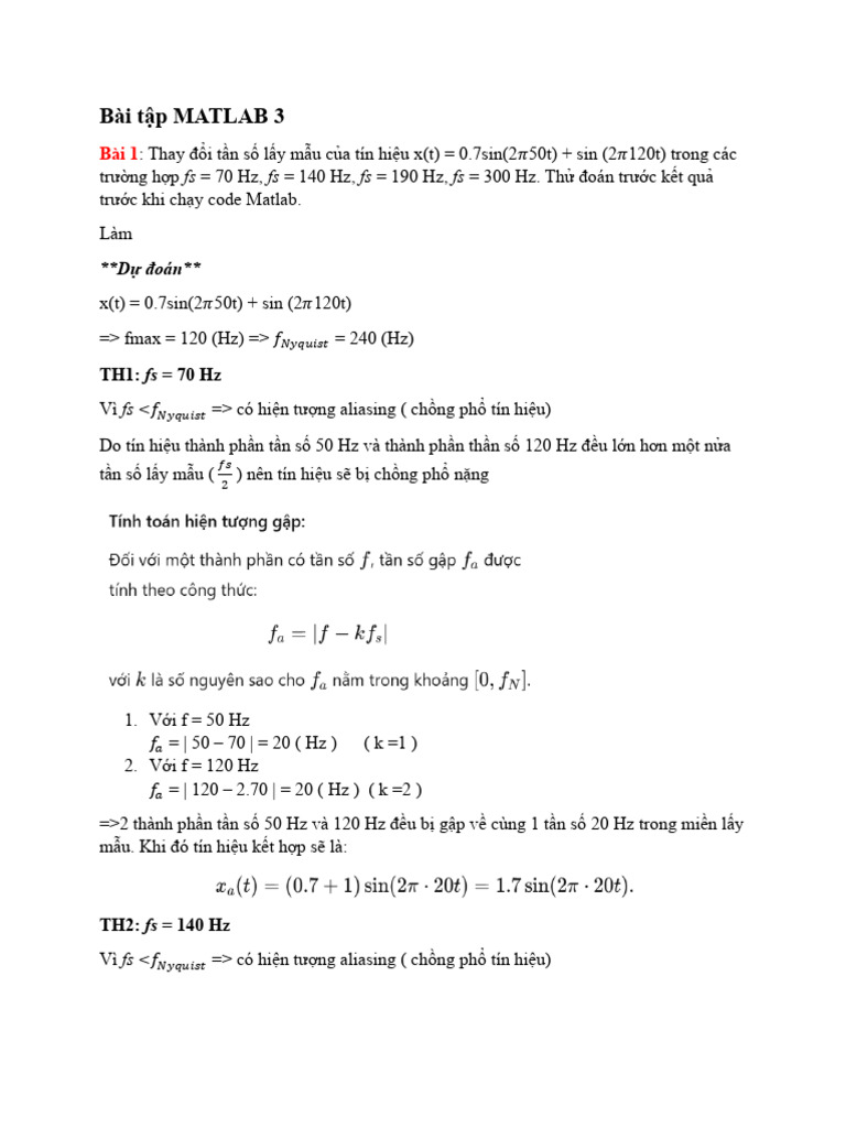 Bài tập MATLAB 3 | PDF