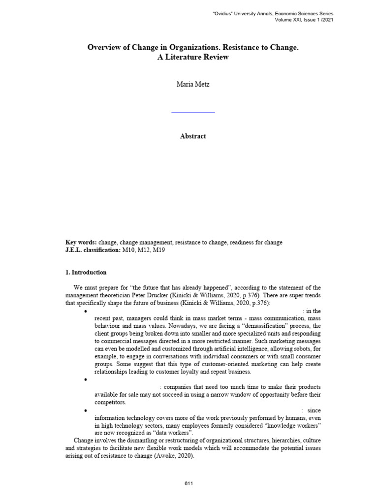Resistance and Readiness in Change Management | PDF | Change Management ...