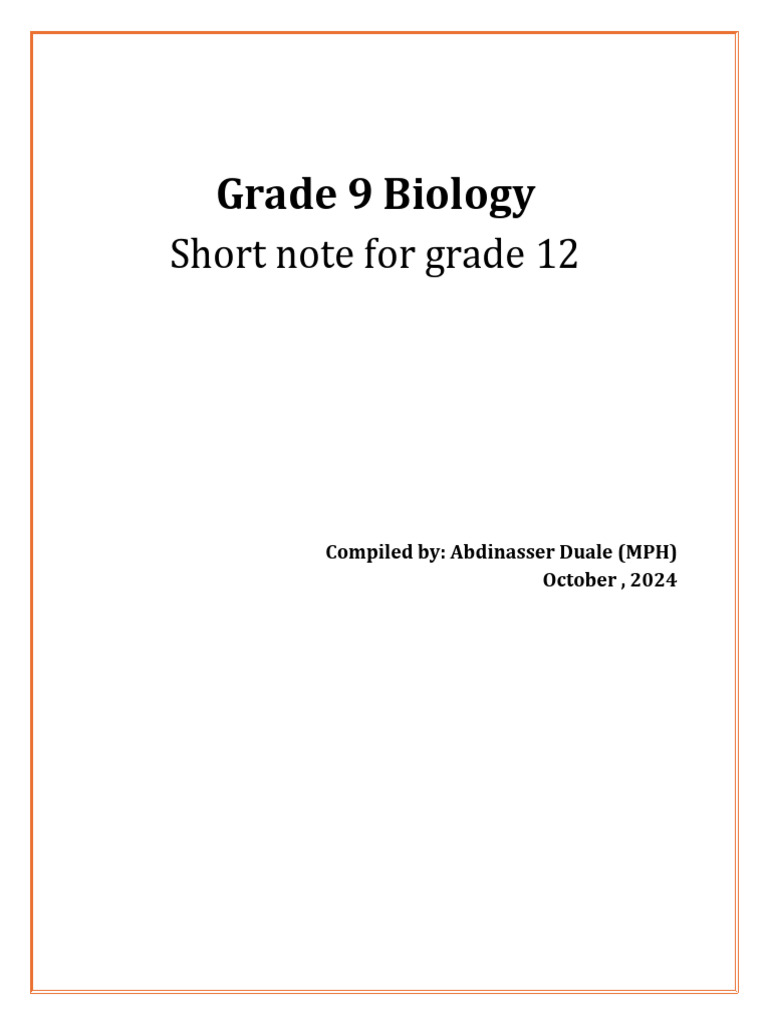 Grade 9 Biology Overview and Key Concepts | PDF | Cell (Biology) | Osmosis