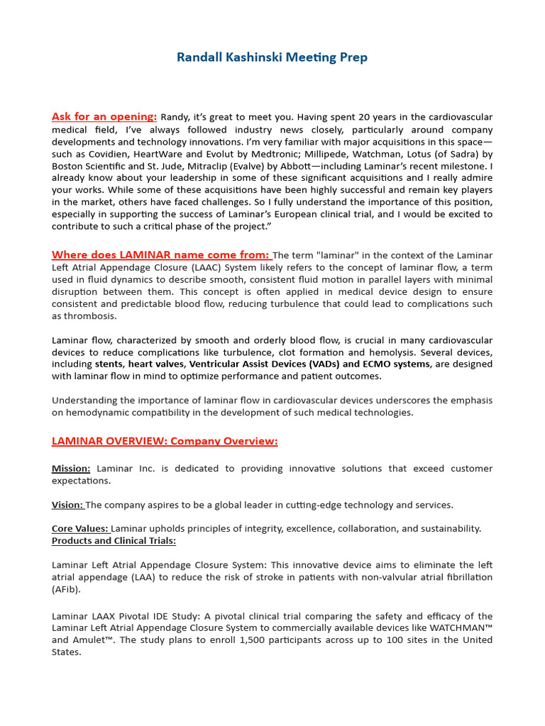 Prep for the Meeting With Randy | PDF | Internal Medicine | Cardiology