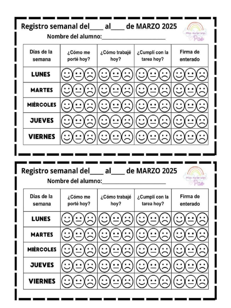 Registro de Tareas Semanales Caritas | PDF