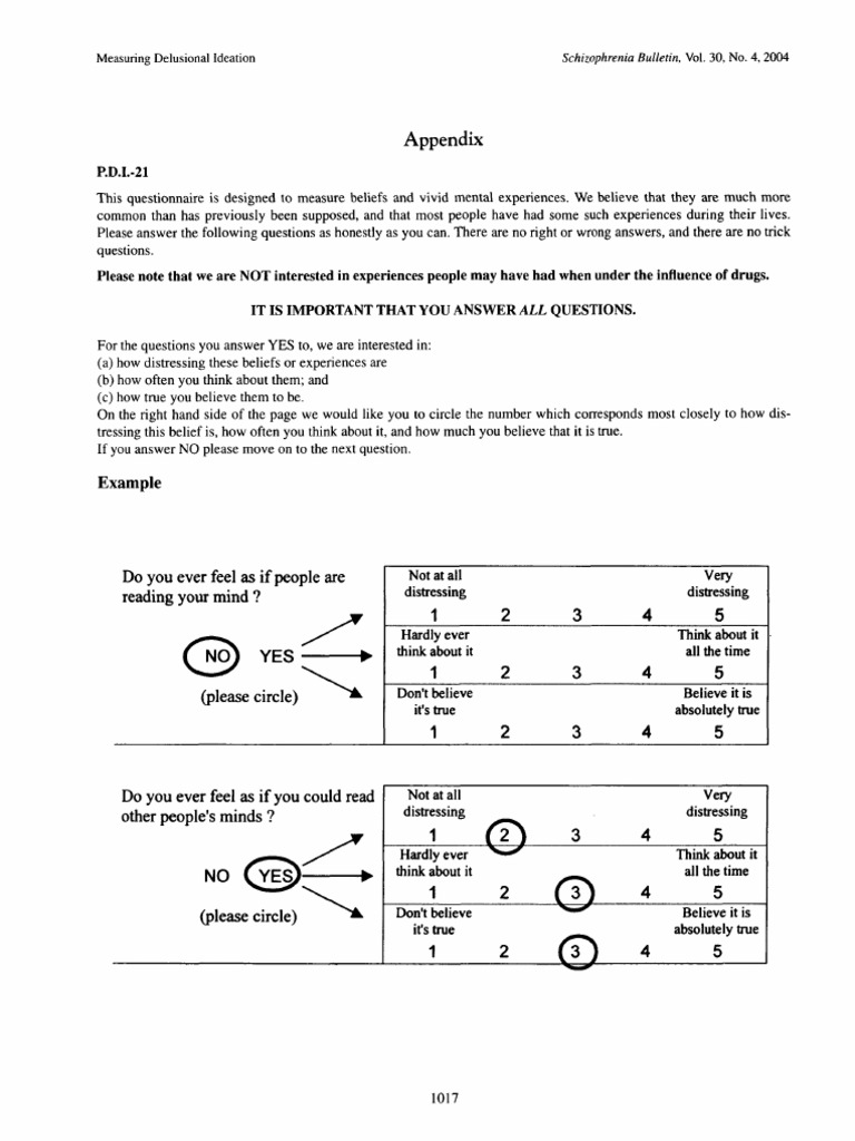 Delusional Ideation Questionnaire | PDF | Delusion | Psychosis