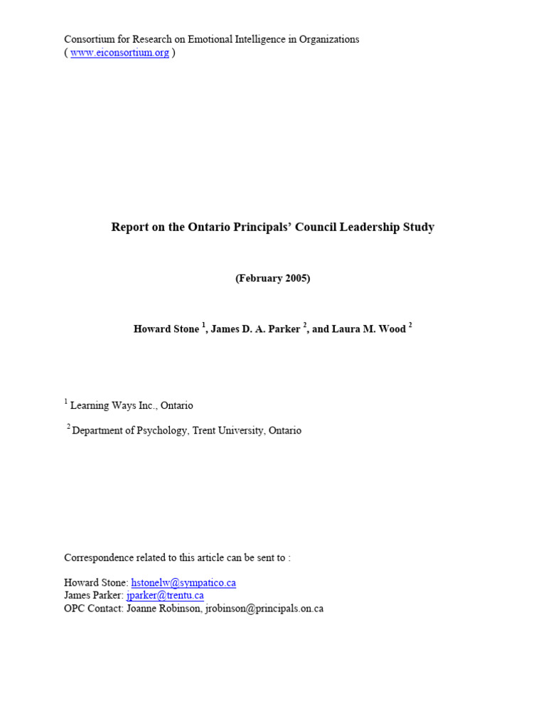 Opc Leadership Study Final Report | PDF | Emotional Intelligence ...