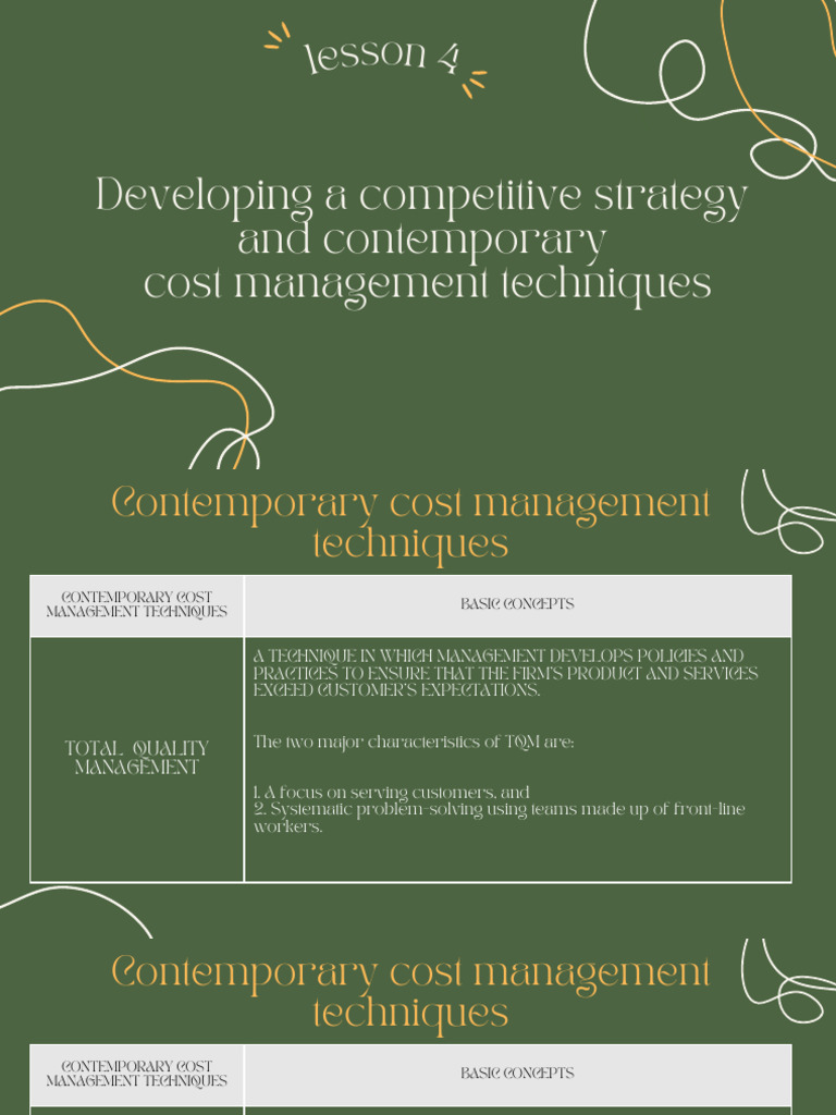CHAPTER 4- CONTEMPORARY COST MANAGEMENT TECHNIQUES | PDF
