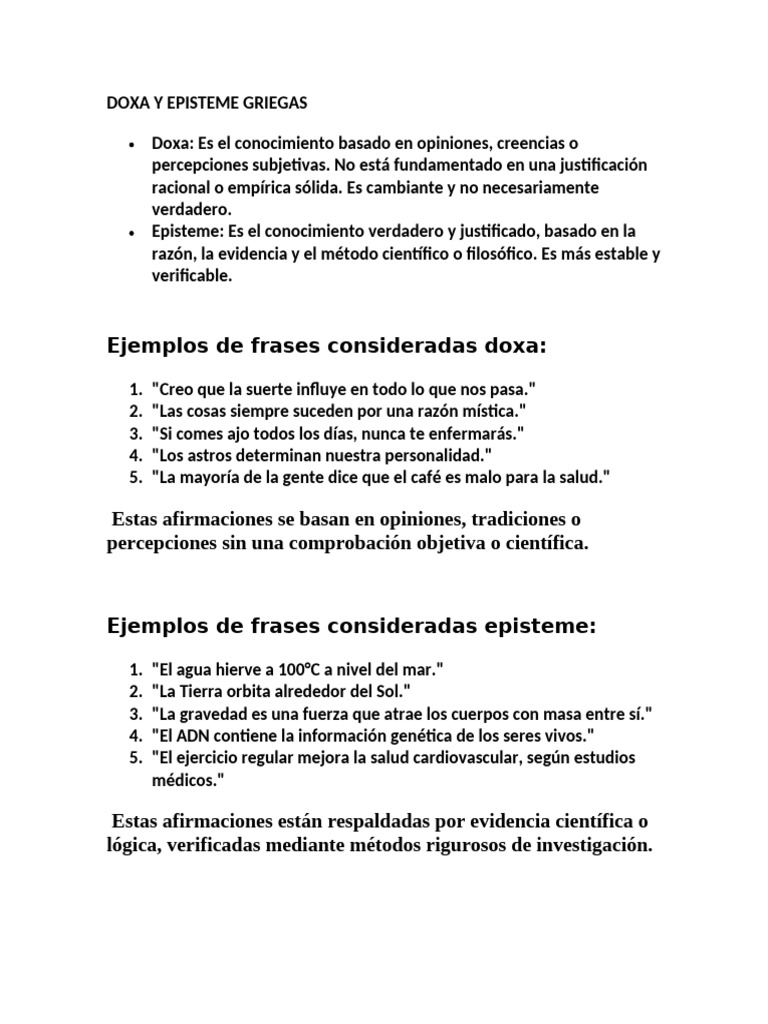 Apunte Doxa y Episteme Griegas | PDF